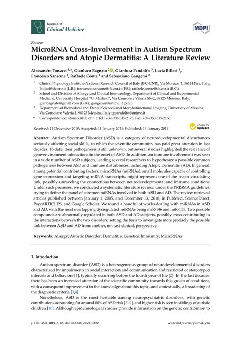 Pdf Microrna Cross Involvement In Autism Spectrum Disorders And