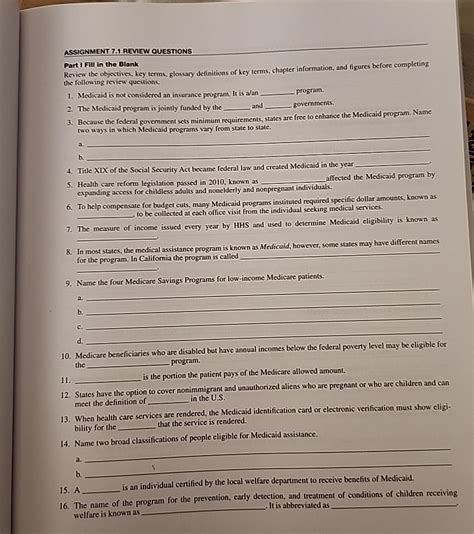 Solved Assignment 71 ﻿review Questionspart I Fill In The