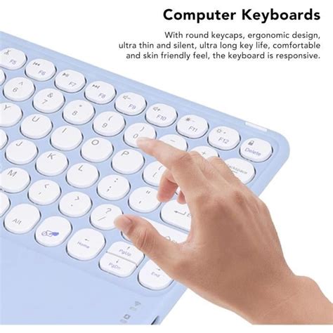 Clavier Tactile Sans Fil Touches Rondes Clavier Ergonomique Portable Clavier Ultra Fin Clavier