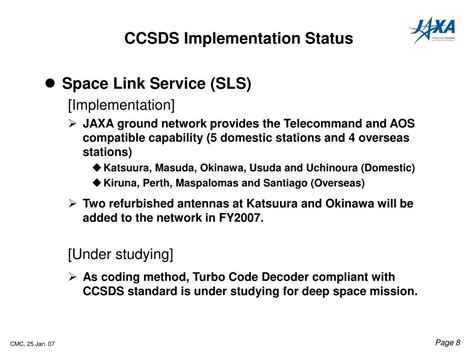 Ppt Jaxa Ccsds Status Powerpoint Presentation Free Download Id5073892