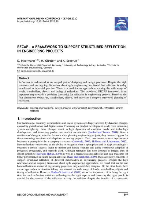 Pdf Recap A Framework To Support Structured Reflection In