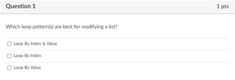Solved Question Pts Which Loop Pattern S Are Best For Chegg Com