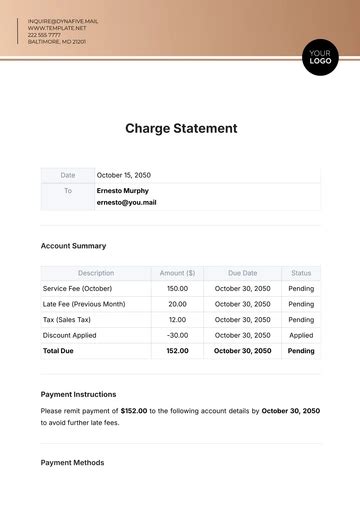 Free Fee Statement Template To Edit Online
