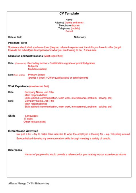 General Cv Template Download Free Documents For Pdf Word And Excel