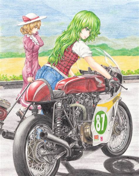初夏のビンテージレーサーredpond的彩色铅笔手绘插画图片 Bobopic