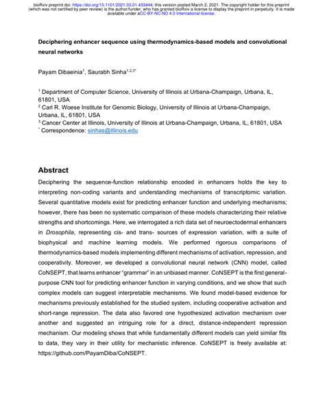 pdf deciphering enhancer sequence using thermodynamics based models