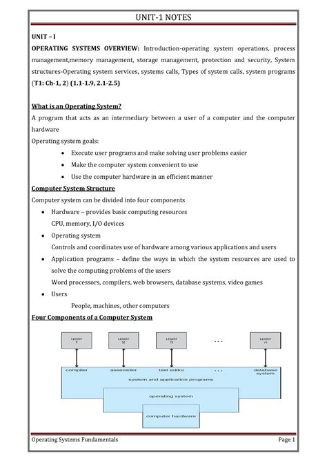 Operating System Notes 1699193634 UNIT I OPERATING SYSTEMS OVERVIEW