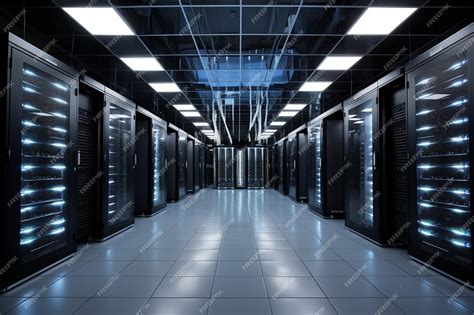 Premium Photo Server Racks In Computer Network Security Server Room Data Center D Rendering