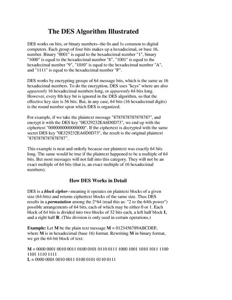 Des Algorithm Example Notes The Des Algorithm Illustrated Des Works