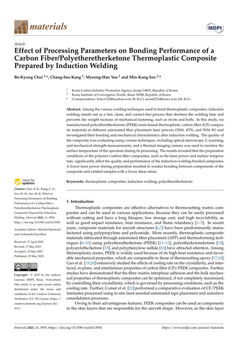 Pdf Effect Of Processing Parameters On Bonding Performance Of A Carbon Fiber