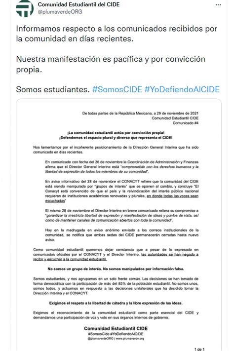 Estudiantes del CIDE reivindican su reclamo contra el Conacyt Nuestra manifestación es