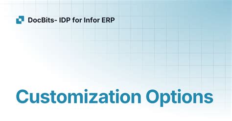 Customization Options Docbits Idp For Infor Erp