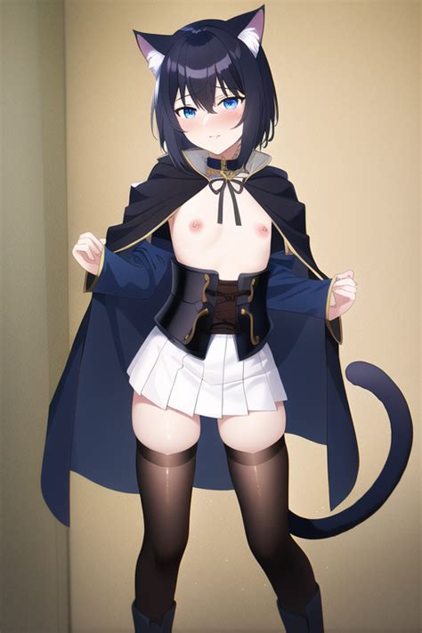 Rule 34 1girls Ai Generated Black Hair Blue Eyes Cat Ears Cat Tail