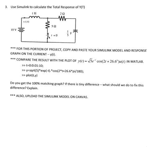 Solved Use Simulink To Calculate The Total Response Of Y T Chegg