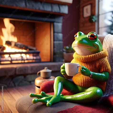 Its The Perfect Scene For A Cozy Winter Night The Frog Is Contentedly
