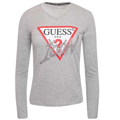Guess Damska Koszulka Z Długim Rękawem Ls Vn Icon Tee Szara W2bi39i3z13
