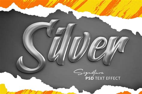 3d 실버 메탈릭 Psd 텍스트 효과 무료 Psd 파일