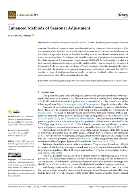Pdf Enhanced Methods Of Seasonal Adjustment
