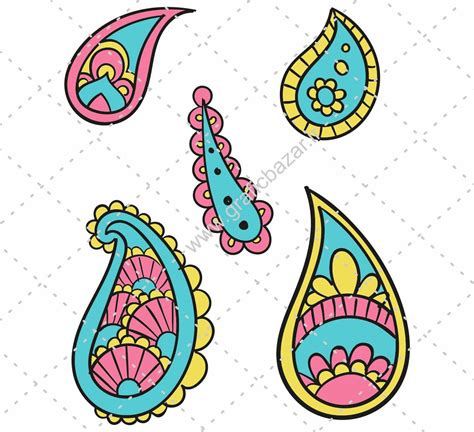 دانلود وکتور مجموعه بته جقه گرافیک بازار