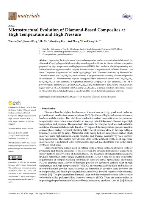 PDF Microstructural Evolution Of Diamond Based Composites At High