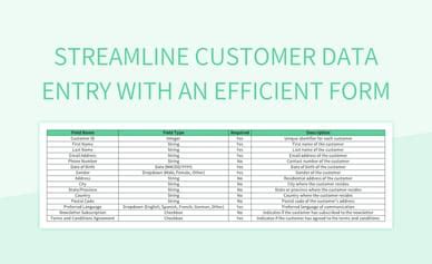 Free Customer Data Templates For Google Sheets And Microsoft Excel Slidesdocs