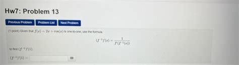 Solved Hw7 Problem 13 Previous Problem Problem List Next