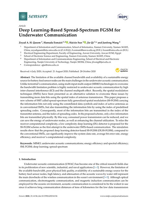 Pdf Deep Learning Based Spread Spectrum Fgsm For Underwater Communication