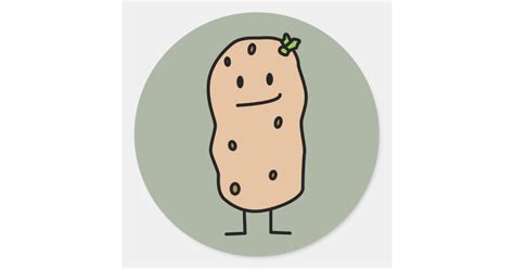 Happy Cute Smiling Potato Classic Round Sticker Zazzle