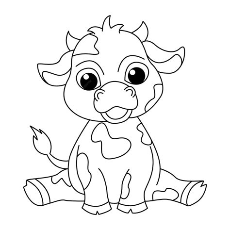 Lindo Vaca Dibujos Animados Para Colorear Página Ilustración Vector