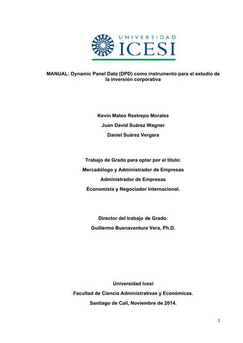 pdf manual dynamic panel data dpd como instrumento para