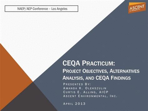 Pdf Ceqa Practicum Project Objectives Alternatives Analysis