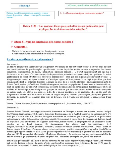 Etape 3 Les Classes Sociales Existent Elles Encoredoc Inégalité