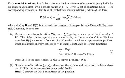 Solved By An Expert Exponential Families Let X Be ﻿a Discrete Random