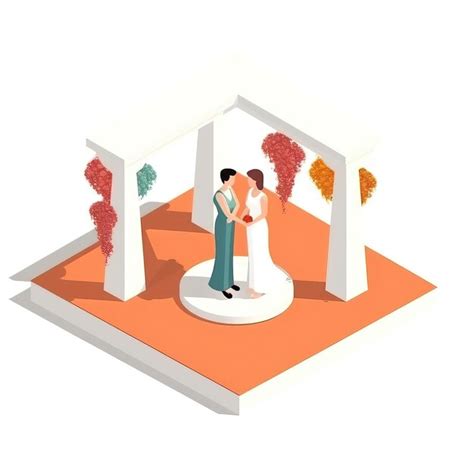 Premium Photo Isometric Vector Samesex Wedding On White Background