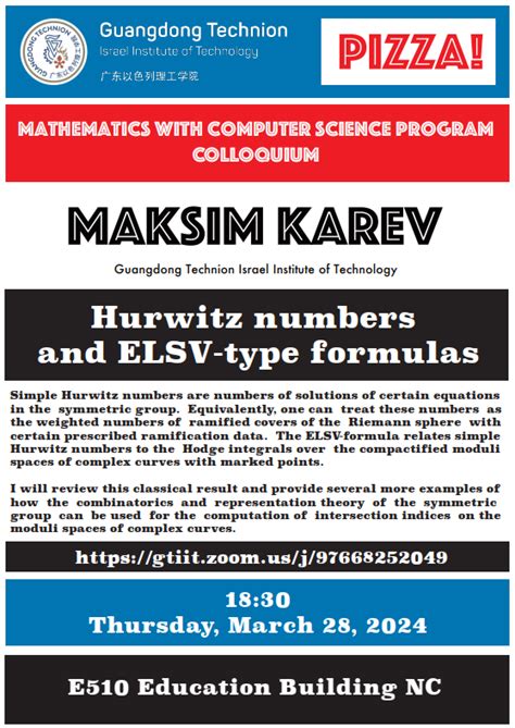 Hurwitz Numbers And Elsv Type Formulas University Events