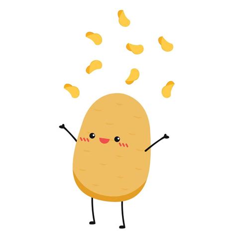 Potato Character Design Potato Slice Vector Potato Cartoon On White
