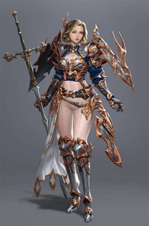 Artstation Knight Hyunjoong Fantasy Female Warrior Warrior