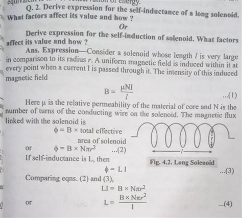 Q 2 Derive Expression For The Self Inductance Of A Long Solenoid What