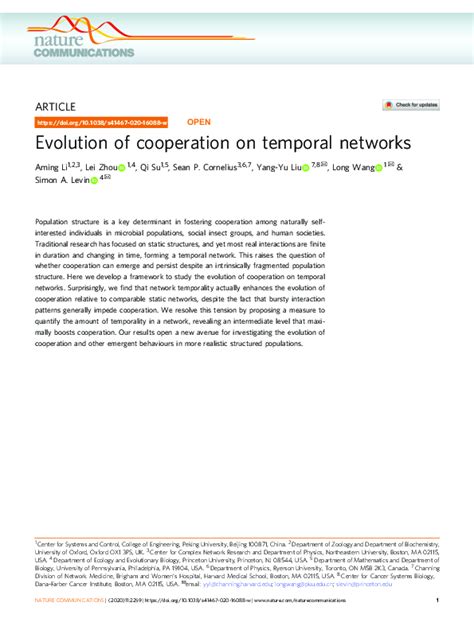 Pdf Evolution Of Cooperation On Temporal Networks