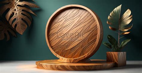 배경에 화려한 최고의 3d 아트 제품 공간 Sppresentation 상단의 나무 연단 모형 사진 무료 다운로드 Lovepik