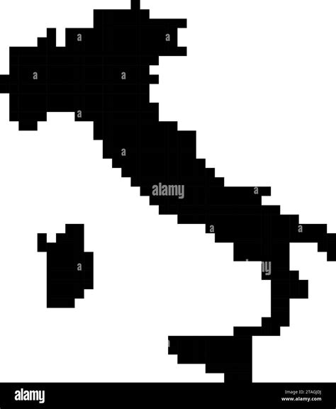 Italy Map Silhouette From Black Square Pixels Vector Illustration