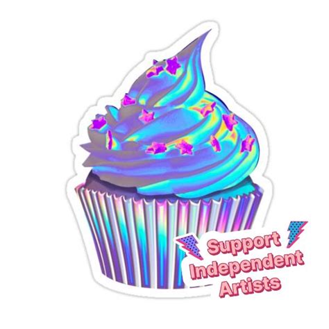 Purple Holographic Cupcake With Star Sprinkles Sticker For Sale By