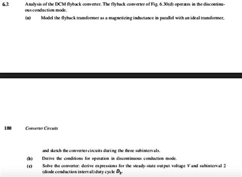 Solved Analysis Of The Dcm Flyback Converter The Flyback Converter Of Fig 630d Operates In