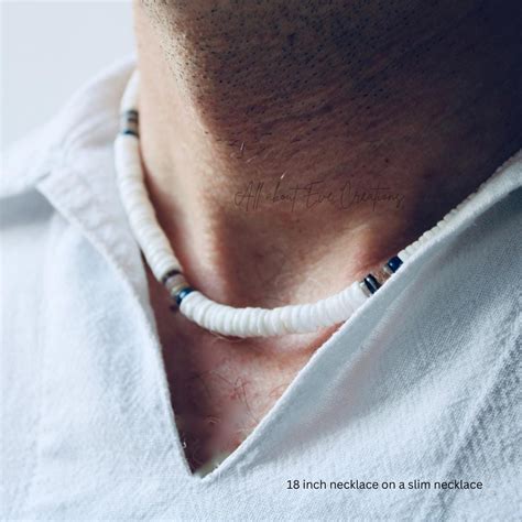 Surfer Necklace White Heishi Puka Shell Necklace White Litub Shell