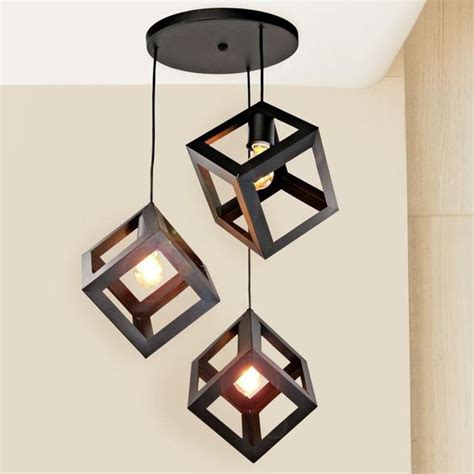 Jual L651 3l Lampu Gantung Hias 3d 3 In1 Sangkar Kubus Segitiga