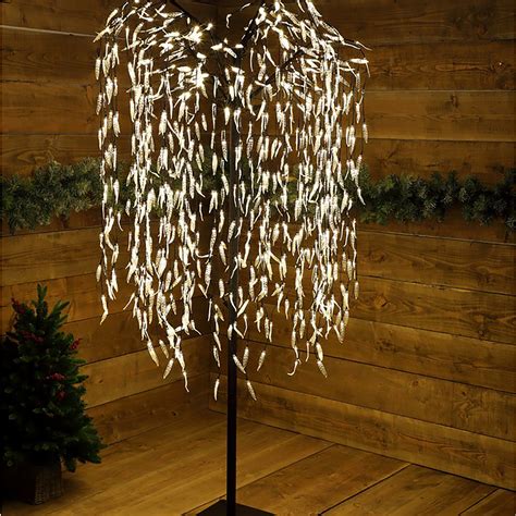 2 4m Warm White Led Weeping Willow Tree With Timer