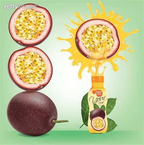 Passion Fruit Bottle Design With Passion Fruit Juice Splashes