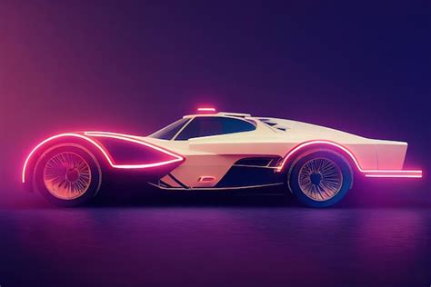 Premium Photo Futuristic Retro Wave Synth Wave Car Retro Sport Car