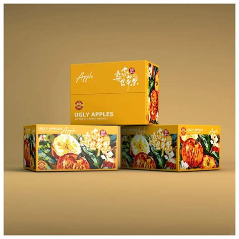 油画风丑苹果手绘包装设计 小红书 花瓣网