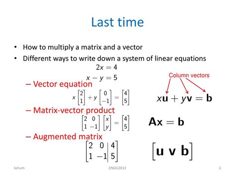 Ppt Engg2013 Unit 5 Linear Combination And Linear Independence